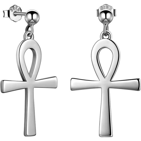 商品名エジプトアンク十字架ペンダントネックレス 調節可能なアンクリング キーオブライフ アンクイヤリング スターリングシルバー/ブラックメタル/18Kゴールドメッキ アンクジュエリー 保護のシンボル 女性や女の子への贈り物にEgyptian...