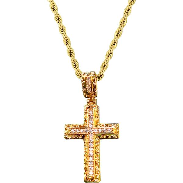 商品名Men Women 14k Gold Pl Cross Jesus Crucifix Diamond Religious Ice Out Pendant Charm Pendant, Stainless Steel Real 2.5 ...