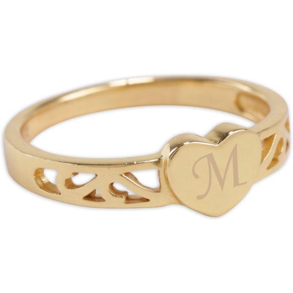 商品名スターリングシルバー パーソナライズ ギフト カスタムベビーハートリング イニシャル刻印 赤ちゃん 幼児 子供 女の子 子供, 金属, ジェムタイプ,Cherished Moments 14K Gold-Plated Personal...