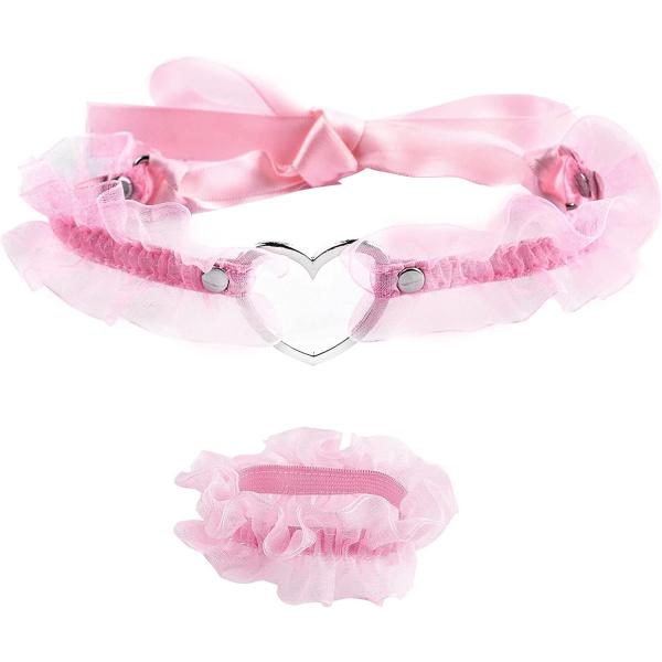 商品名MILAKOO ブラック パンク チョーカー チャーム ストレッチ ゴシック タトゥー チョーカー ネックレスとブレスレットセット 女性用MILAKOO Pink Wedding Lace Heart Floral Choker Ne...