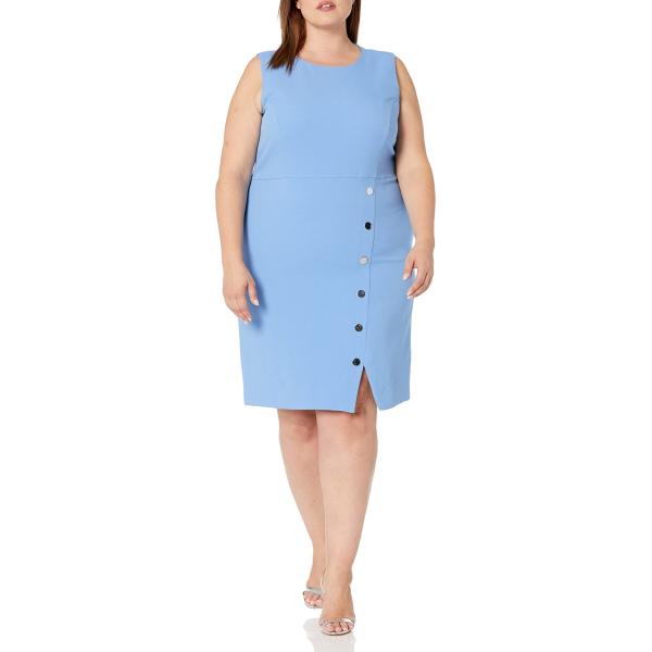 商品名:  Kasper Women's Plus Size Stretch Crepe Sleeveless Sheath Dress with Snapped Skirt, Wedgewood, 16Wブランド: Kasper商品サイズ...