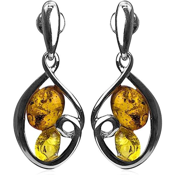 商品名Ian and Valeri Co. アンバースターリングシルバー ダングルスタッドピアス, M, アンバー, 琥珀Ian and Valeri Co. Amber Sterling Silver Dangle Stud Earrin...