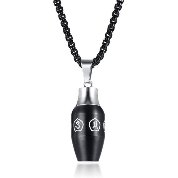 商品名FPHNUY ステンレススチール オム・マニ・ペメ・フム 仏教 遺灰用骨壺ネックレス 仏教6つの言葉 マントラ オープン可能なボトルコンテナ 遺灰ホルダーペンダント メモリアル遺灰 記念品 火葬ジュエリーFPHNUY Stainles...