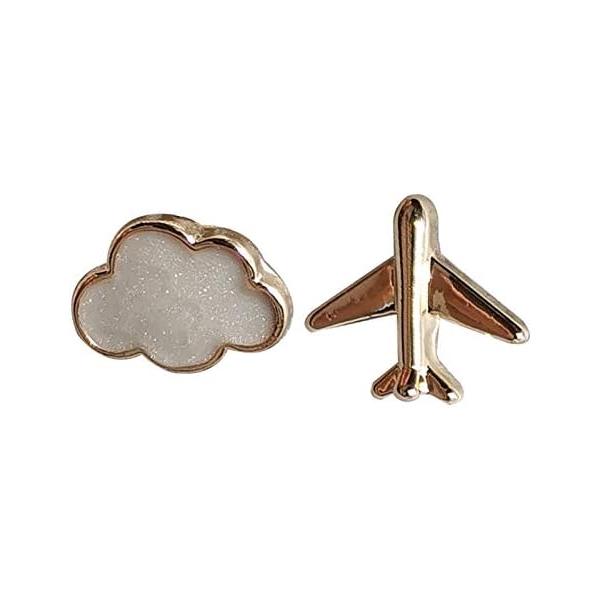商品名coadipress 小さな飛行機の雲 スタッドイヤリング レディース ティーンガールズ かわいいゴールドメッキ 非対称 ミスマッチ 低刺激性イヤリング ジュエリー 子供ギフトcoadipress Tiny Airplane Clou...