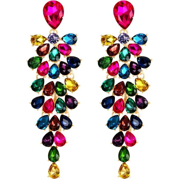 商品名BriLove レディース ウェディング ブライダル ダングルイヤリング クリスタル 多層 ティアドロップ クラスター キラキライヤリングBriLove Women's Wedding Bridal Dangle Earrings C...