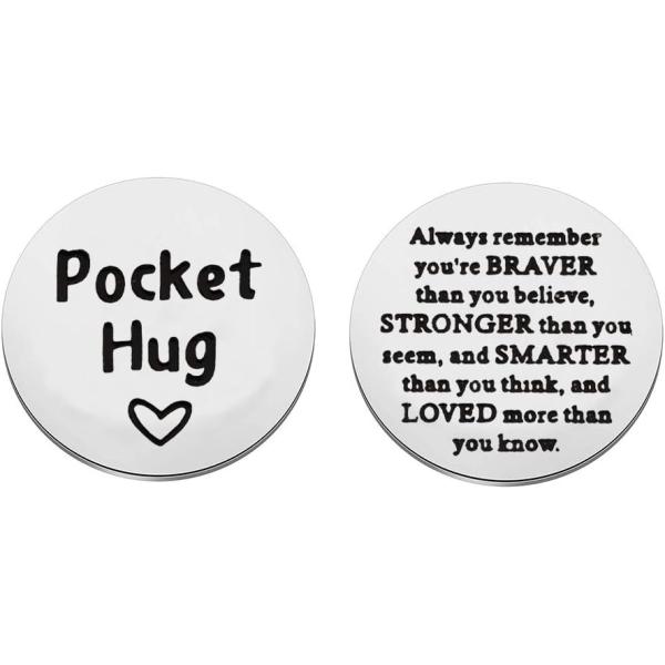 商品名KUIYAI ポケットハグトークン Always Remember You are Braver Than You Believe トークン インスピレーションギフト 長距離関係ギフト シルバーKUIYAI Pocket Hug To...