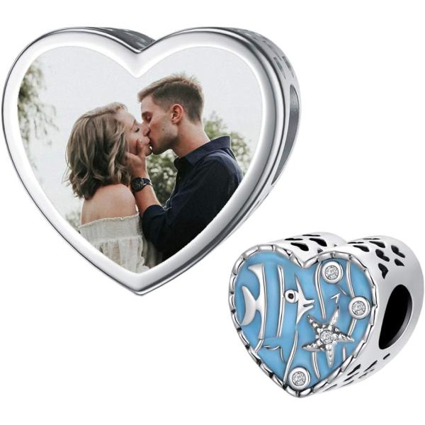 商品名MBSUUH パーソナライズ フォト バタフライ/サンタクロース/熱帯魚/象のチャーム パンドラブレスレット用 925スターリングシルバー クリスマスチャームビーズ レディース 母の日 バレンタインギフト, 金属, キュービックジルコ...