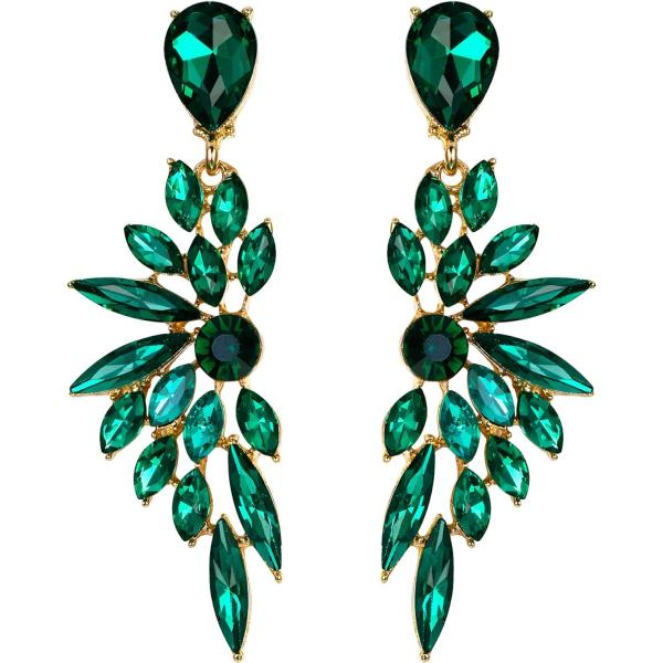 商品名BriLove レディース ウェディング ブライダル クリスタル ティアドロップ マルチ マーキーズ クラスター キラキラ ダングルイヤリング, クリスタル 金属BriLove Women's Wedding Bridal Cryst...