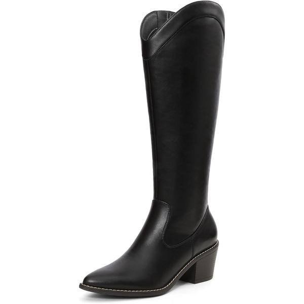 商品名DREAM PAIRS Women's Knee High Boots, Cowgirl Riding Western Shoes with Pointed Toe, Dkb212, Black Pu, Size 8ブランド：DREA...