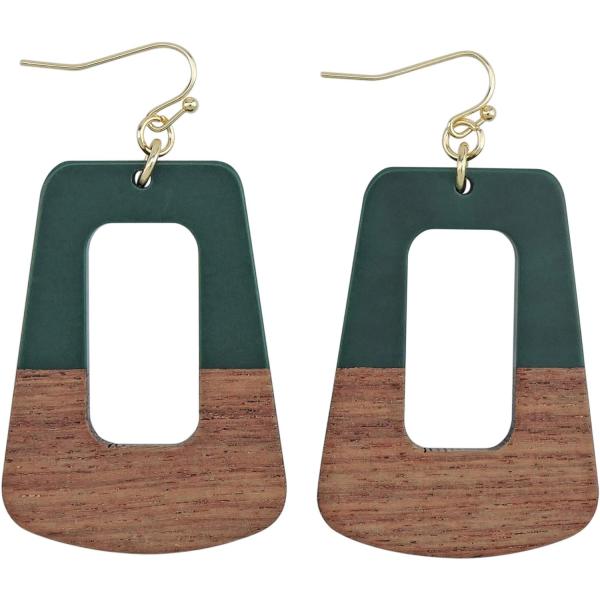 商品名COIRIS 天然木 樹脂 スプライス フープ ダングルイヤリング 女性用 グリーンCOIRIS Natural Wood Resin Spliced Hoop Dangle Green Earrings for Women(ER11...