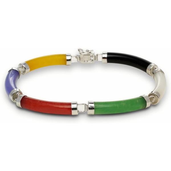 商品名ジュエリーウェブ 925 スターリング シルバー ジェイド チューブ セグメント ブレスレット/オニキス ブレスレット/ホワイト マザー・オブ・パール ブレスレット (5mm x 7.5インチ), 金属, ジェイドJewelryWeb...