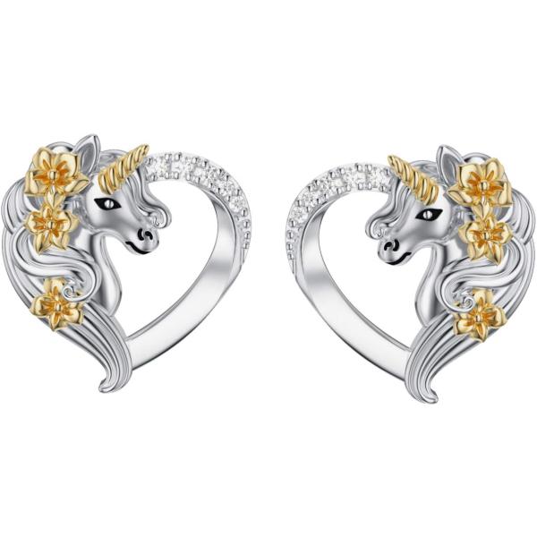 商品名potopyyユニコーンスタッドキッズイヤリングラブハートイヤリング女の子ユニコーン愛好家のためのs925スターリングシルバー低刺激性のジュエリーギフトPOTOPYY Unicorn Stud Kid Earrings Love He...