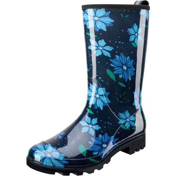商品名[Heywood] HISEA Botas de lluvia para mujer, impermeables, de goma para mujer, botas de jard n de media pantorrilla co...