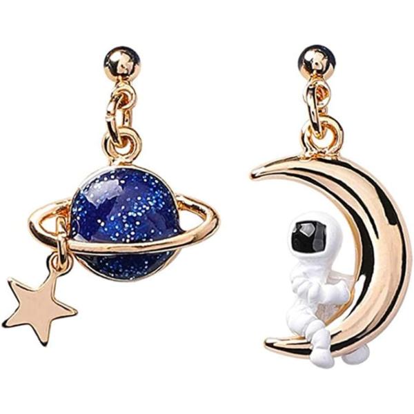 商品名Astronaut Earrings Star Ball Earrings Asymmetrical Earrings for Femaleブランド：商品サイズ：高さ：0.7 cm横幅：3.1 cm奥行：3.9 cm重量：699 g商...