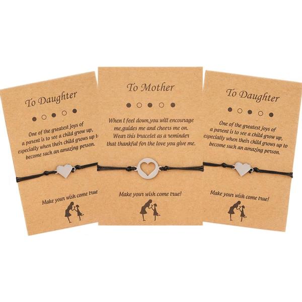 商品名Mommy and Me マッチングカットアウト ハート ウィッシュブレスレット ギフトセット 3人の母娘 ブレスレット カード付きYaveron Mother Daughter Bracelets Set Mothers Day G...
