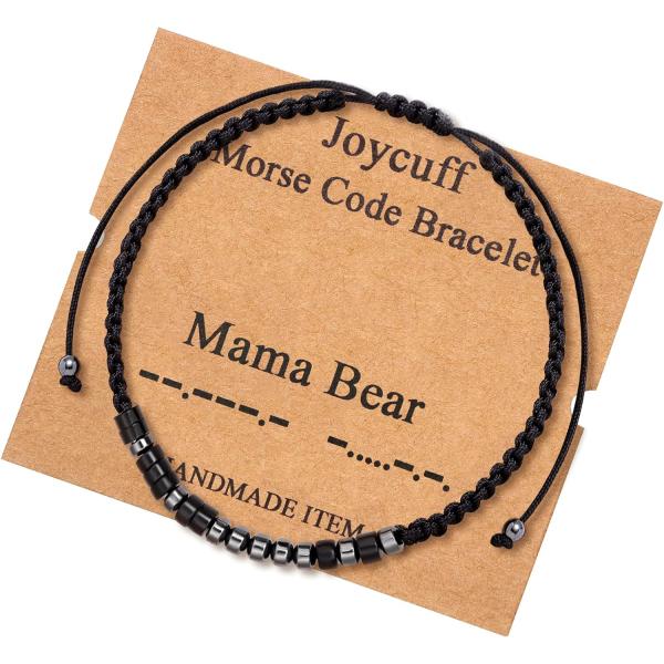 商品名JoycuFF インスピレーショナル モールス コード ブレスレット レディース メンズ シークレット メッセージ 黒曜石 ビーズ ハンドメイド 織物 ジュエリー 彼女への誕生日プレゼント, 8 inch, 金属, サンドストーンJo...