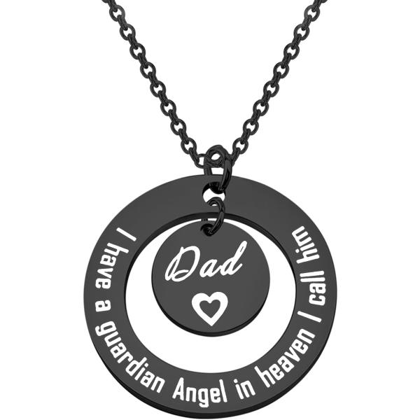 商品名LQRI 父親メモリアルジュエリー I Have a Guardian Angel Heaven I Call Him Dad メモリアルネックレス 父親へのギフト 父親の思い出に残る守護天使LQRI Dad Memorial Jew...