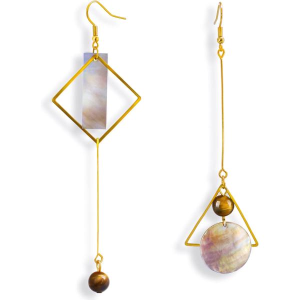 商品名Mismatch Asymmetry Abstract Drop Dangle Abalone Shell Earrings for Woman and Girlsブランド：Pasffoo商品サイズ：高さ：1.9 cm横幅：6.2 c...