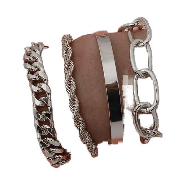 商品名Asphire ボヘミアンレイヤード ゴールドメッキ キューバリンクチェーンブレスレット4点セット ツイストロープ 手円シンプル ワイドバングル ブレスレット リストバンド パンク ヒップホップギフト 女性や女の子に (ゴールド)As...