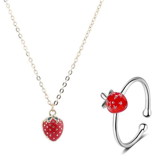 商品名FUTIMELY 4 Pcs Strawberry Jewelry Set for Women Teen Girls Red Strawberry Necklace, Strawberry Earrings, Strawberry R...