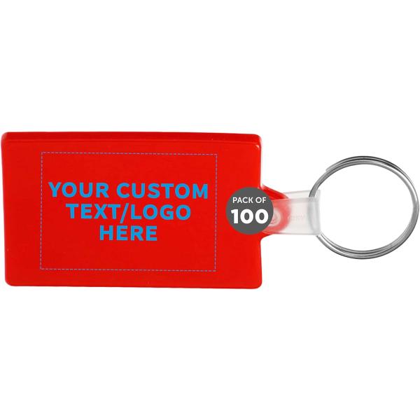 商品名DISCOUNT PROMOS Custom Rectangle Soft Keychains Set of 100, Personalized Bulk Pack - Perfect for Home, Tradeshows, Ot...