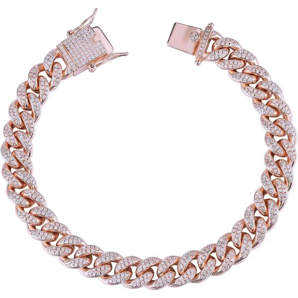 商品名Apzzic 12mm ゴールドメッキ ヒップホップ アイスアウト キュービックジルコニア 人工ダイヤモンド マイアミキューバリンクチェーンブレスレット 男女兼用Apzzic 12mm Iced Out Cuban Link Chai...