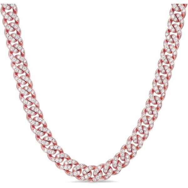 商品名Apzzic 8mm ヒップホップ マイアミキューバリンクチェーン アイスアウト ラインストーン ジルコンパヴェゴールドメッキ フルCZダイヤモンドブレスレットネックレス メンズ レディースApzzic 8mm Hip Hop Mia...