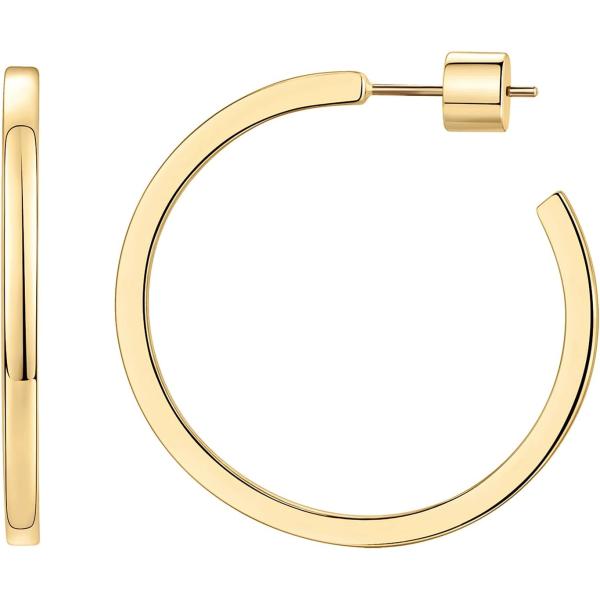 商品名PAVOI 14Kゴールドメッキ スターリングシルバー ポスト 薄型 スクエアエッジ オープンフープ | レディース 華奢なフープイヤリング | メッキゴールドフープイヤリング, 金属, 宝石なし。PAVOI 14K Yellow G...