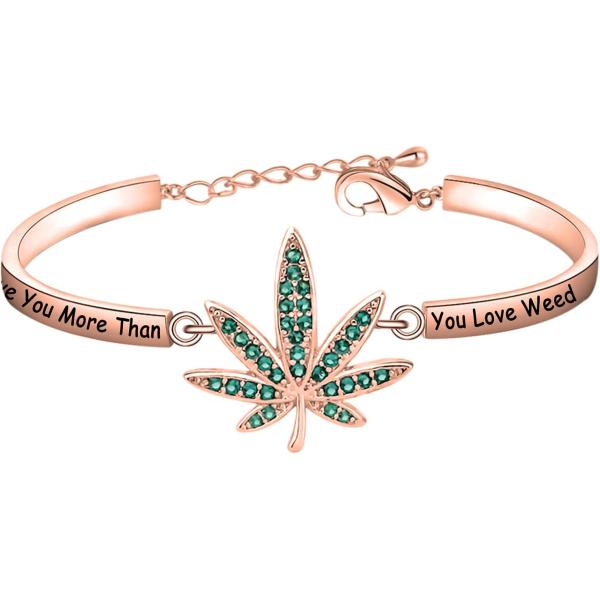 商品名FOTAP 420 ギフト マリファナジュエリー I Love You More Than You Love Weed ブレスレット ウィードギフト バレンタインギフト, ニッケル 銅, ゴールドストーン,FOTAP 420 Gift...