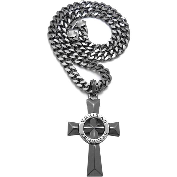 商品名Veritas Aequitas Cross Boondock Saints Pendant 9mm/20"" Cuban Chain Necklace RC4355 (Hematite/Silver)ブランド：Generic商品サイ...