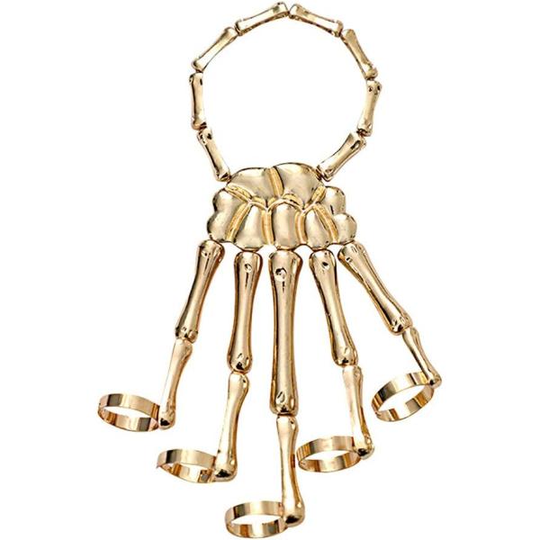 商品名Asphire ゴシックスカルブレスレット フィンガーリング付き 誇張スケルトン ハンドハーネス スレーブブレスレット パンク ゴーストクローオーナメント フィンガースケルトンアクセサリー フェスティバルコスプレコスチュームAsphi...