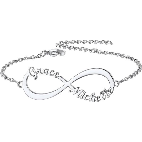 商品名FindChic カスタムネームアンクルブレスレット レディース ガールズ インフィニティアンクレット 1 2 3 4の名前 ステンレススチール/18Kゴールドメッキ 長さ6.5インチから10.5インチ カスタマイズ可 足ジュエリー ...