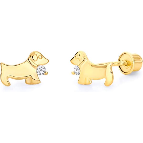 商品名Wellingsale 14K Yellow Gold Polished Dog Stud Earrings With Screw Backブランド：Wellingsale商品サイズ：高さ：3.2 cm横幅：5.1 cm奥行：5.1 ...