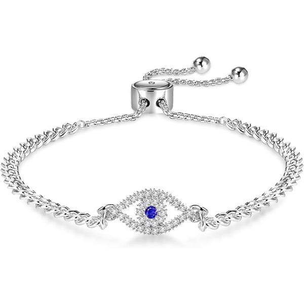 商品名Apsvo 邪眼ブレスレット キュービックジルコニア 10インチ 調節可能なチェーン ジュエリーギフト レディース ガールズApsvo Silver Anti Evil Eye Bracelets for Women Girls Ad...