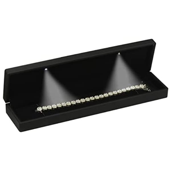 商品名Jewellery Pak LED ブラック ブレスレットボックス 高級LEDブレスレットネックレス ジュエリーギフトボックス ライト付き レディース ガールズ 男性用 ボックス寸法 8.86インチ(幅)x1.97インチ(奥行き)x1...