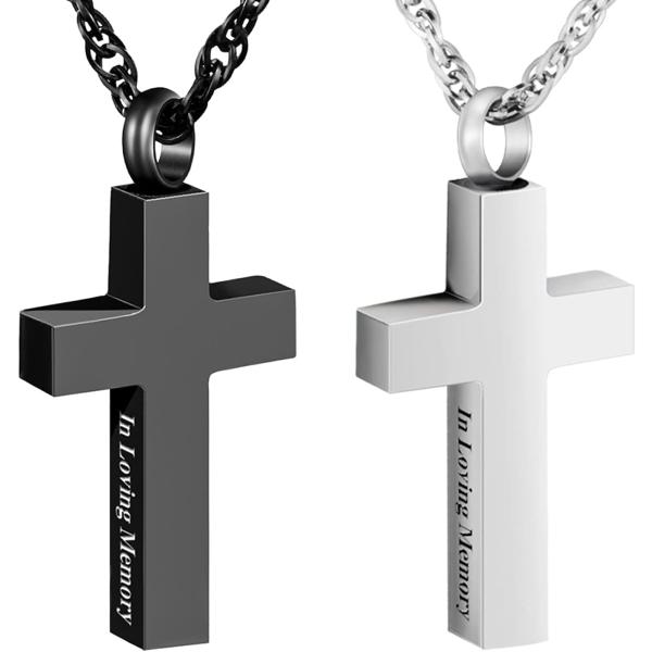 商品名十字架 骨壺ネックレス 2個セット ステンレススチール 火葬ネックレスセット 2個 人間の遺灰 火葬ジュエリー メンズ レディース 愛する記憶, ステンレス鋼, ステンレススチールCross Urn Necklace Set of 2...