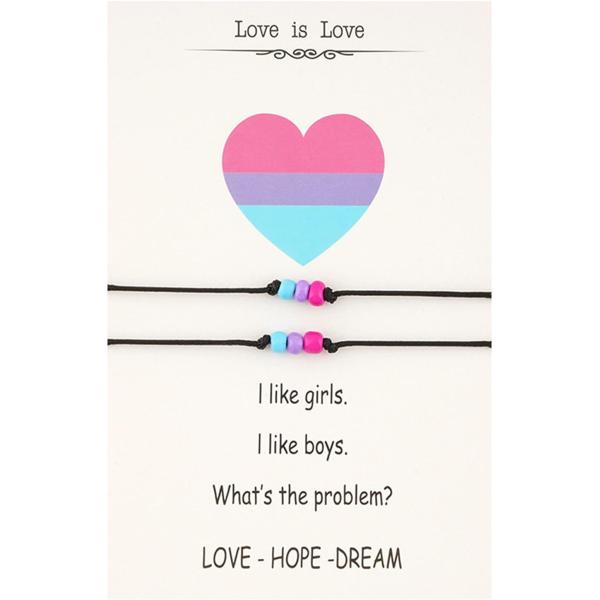 商品名2Pcs Rainbow Beads LGBT Pride Woven Bracelet Set Braided String Handmade Adjustable Seeds Weaved Wristband Watch Band...