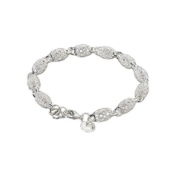 商品名Carduran 925スターリングシルバー 中空チェーンブレスレット チャーム 手首バングル 留め金 ガールズ レディース ギフトcarduran 925 Sterling Silver Hollow Chain Bracelet ...