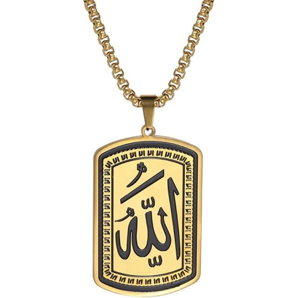 商品名LIKGREAT Ayatul Kursi イスラム教アラーペンダントネックレス メンズ イスラム教コーランステンレススチールネックレス, M, 金属, 宝石なし。,LIKGREAT Allah Necklace for Men Ay...