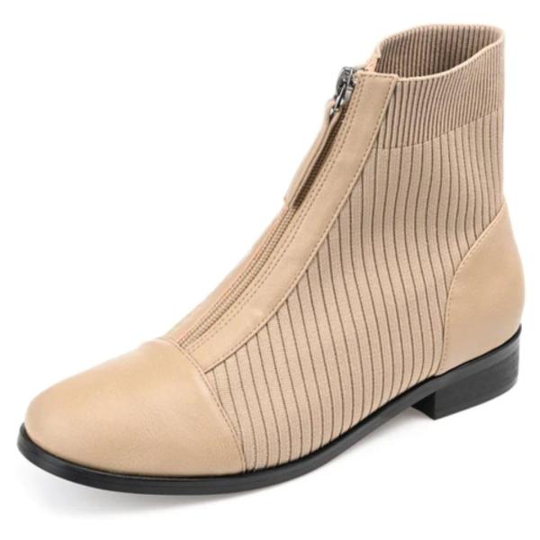 商品名: Journee Collection レディース Tru Comfort フォームベクスリーブーティー, タン, 6.5 Journee Collection Womens Bexlie Bootie with Front Fac...