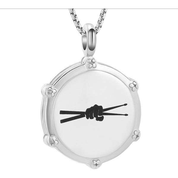 商品名Rockers ジャズバンド ドラム ステンレススチール 遺灰ネックレス 男性用 記念品 ジュエリー ドラマー スネアドラム スティックメモリアルペンダントネックレス, 316L。, クリスタルOinsi Rockers Jazz B...