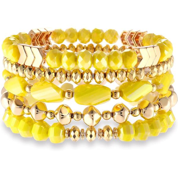 商品名MOLOCH Beaded Bracelet For Woman -Multiple Stackable Layered Bracelets-Rainbow Elastic Stretchy Bracelet- Boho y2k Br...