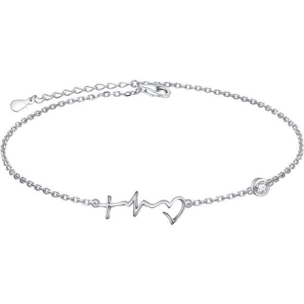 商品名DAOCHONG アンクレット レディース S925 スターリングシルバー 調節可能 フットチェーン アンクルブレスレット アンクレット ジュエリー, 金属, キュービックジルコニアDAOCHONG 925 Sterling Silv...