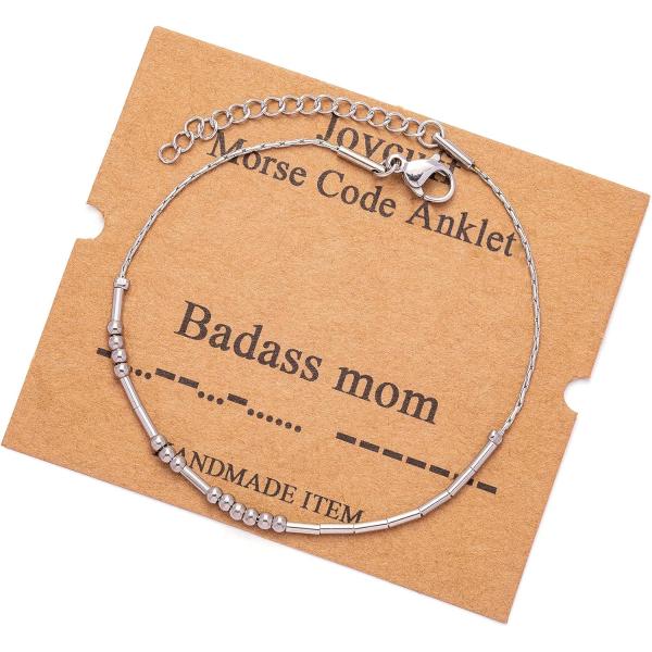 商品名JoycuFF モールスコードアンクルブレスレット レディース ガールズ 調節可能なシルバーアンクレット ユニークなビーチジュエリーギフト, ステンレス鋼, サンドストーンJoycuFF Mom Gifts Ankle Bracele...