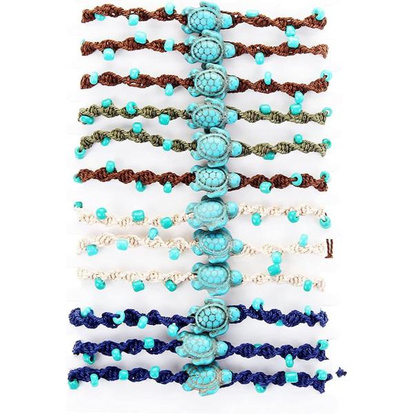 商品名12個 調節可能 天然貝殻 ヒトデ カウリー ストランドブレスレット ハンドメイド 編み込み カメ べっ甲 ビーズ ブレスレット レディース ガールズ サーファー ビーチ フレンドシップ ジュエリー, シェル, シェルCOLORFUL...