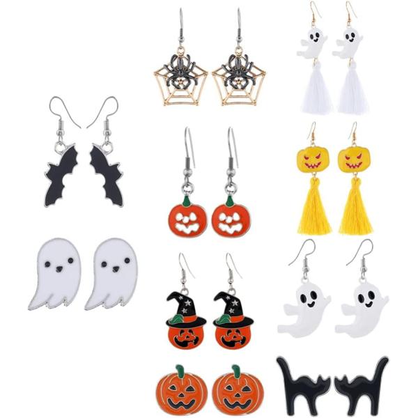 商品名Holibanna 10ペア ハロウィン イヤリングセット レディース イヤリング ペンダント スカル バット ゴースト パンプキン スパイダー タッセル ダングルイヤリング ジャック Oイヤースタッド ハロウィンコスチュームパーティ...