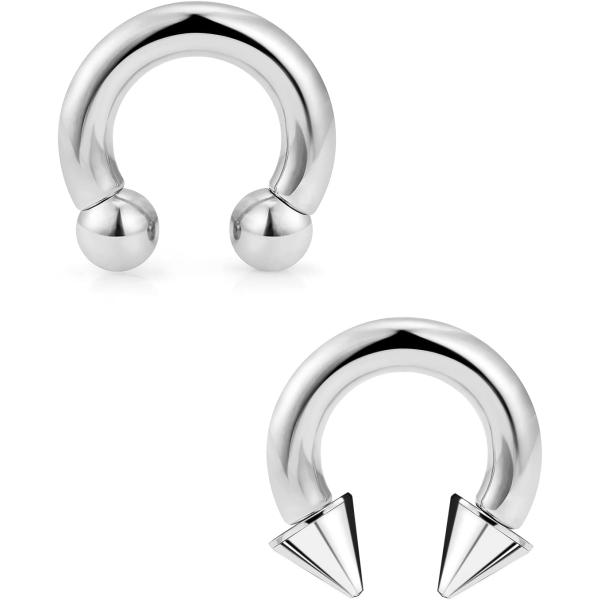 商品名Ftovosyo PAリング インターナリー スレッド スパイク &amp; ボール サーキュラー バーベル ホースシュー ラージ セプタムリング イヤーゲージ イヤリング 2G 4G 6G 8G 12mm/16mm 316L サージ...