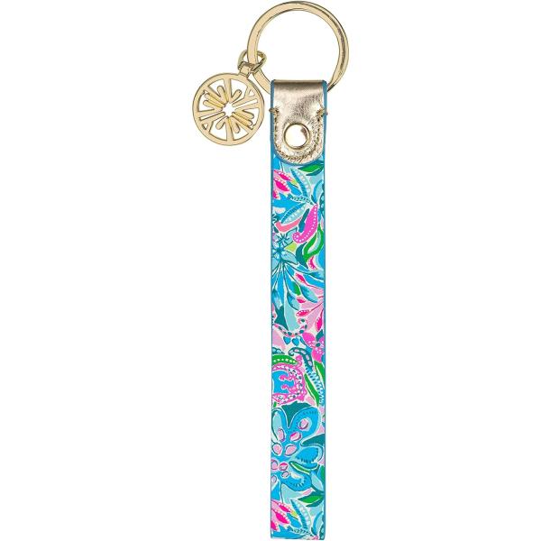 商品名Lilly Pulitzer Durable Leatherette Strap Key Chain, Cute Wristlet Keychain Accessory with Metal Ring, Golden HourLill...