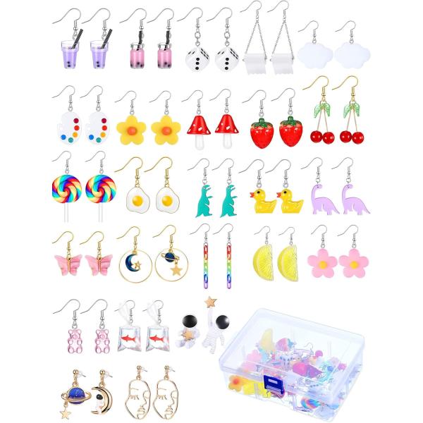 商品名25 Pairs Cute Weird Earrings Funny Dangle Drop Earrings Water Bottle Earrings Milk Tea Dangle Earrings Bear Goldfish ...