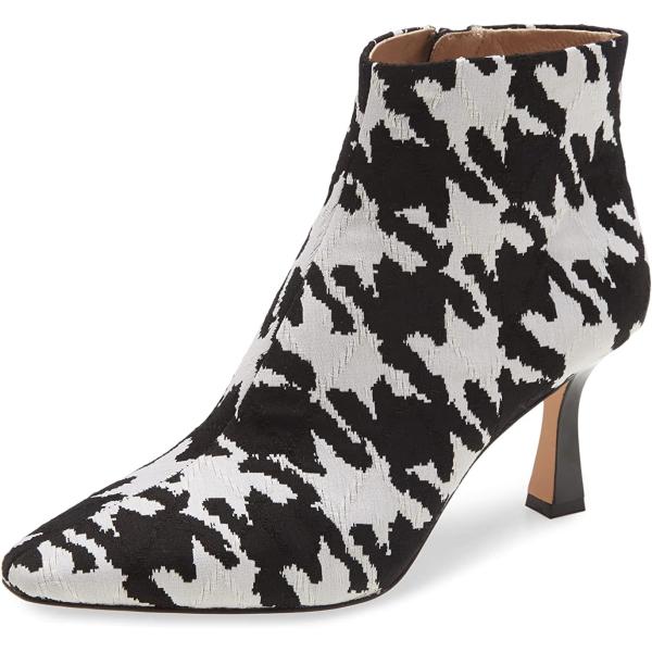 商品名Louise et Cie Lenci, ブラック/ホワイト, 6.5LOUISE ET CIE Lenci Black White Kitten Heel Pointed Toe Dress Ankle Boots (BLACK/W...